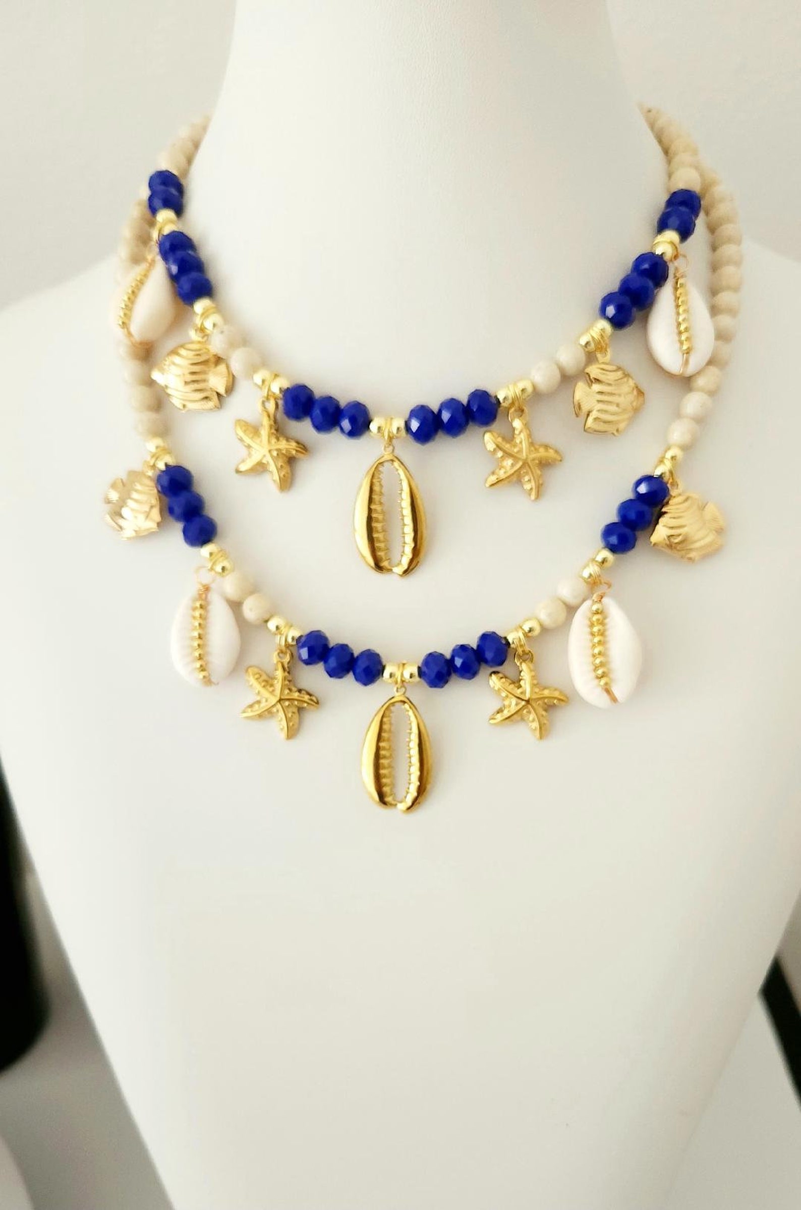 Summer Beaded Necklace, Summer Necklace, nautical charms Necklace ...