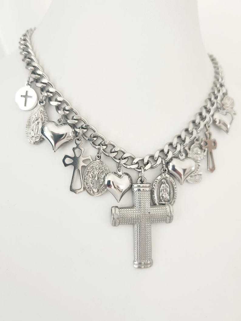Vintage Religious Charm Necklace, Eye-catching Christian Jewelry - Etsy
