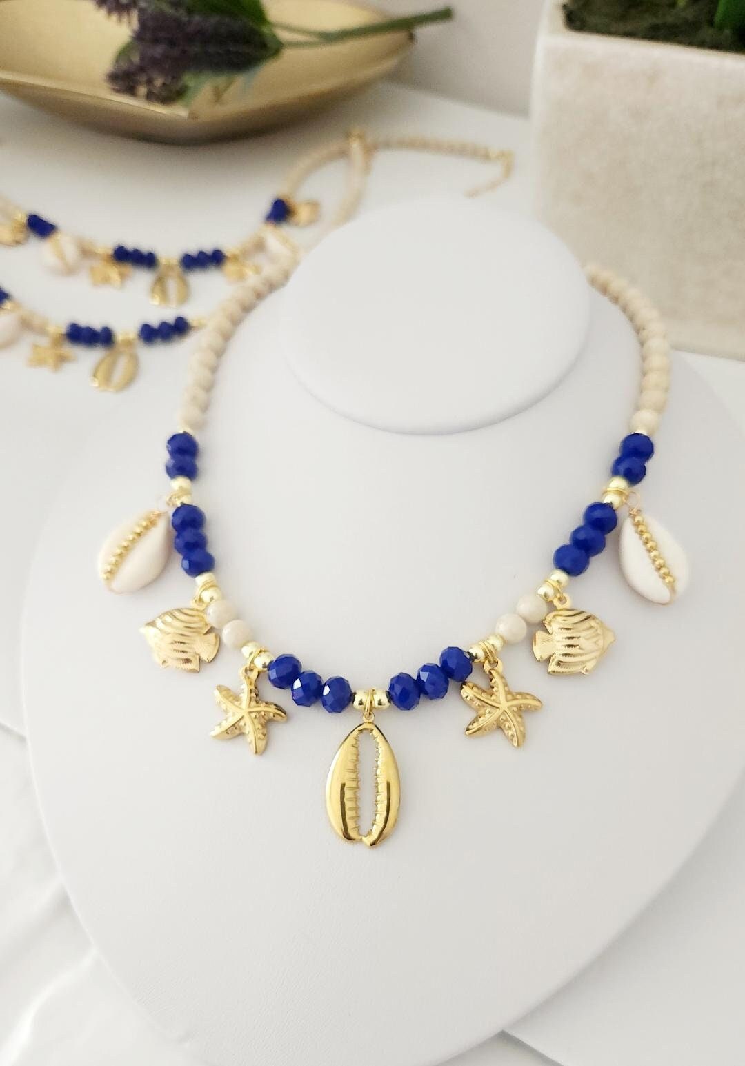 Summer Beaded Necklace, Summer Necklace, nautical charms Necklace ...