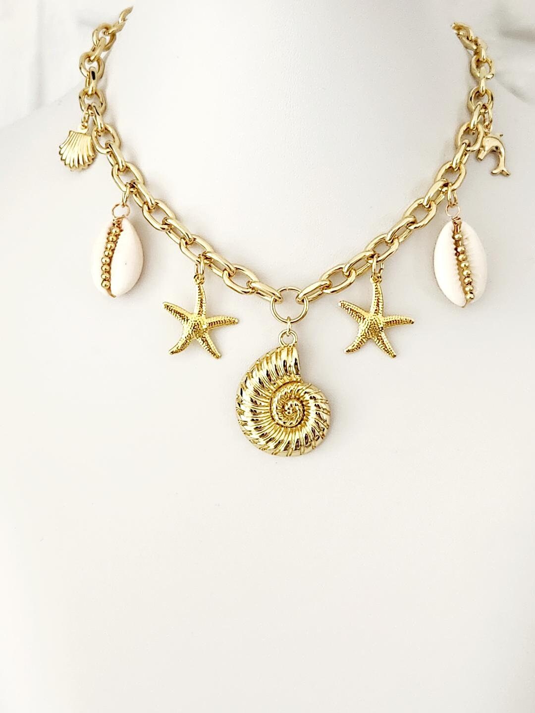 Seashell Charm Necklace/summer Necklace/silver Jewelry/surfer Necklace ...