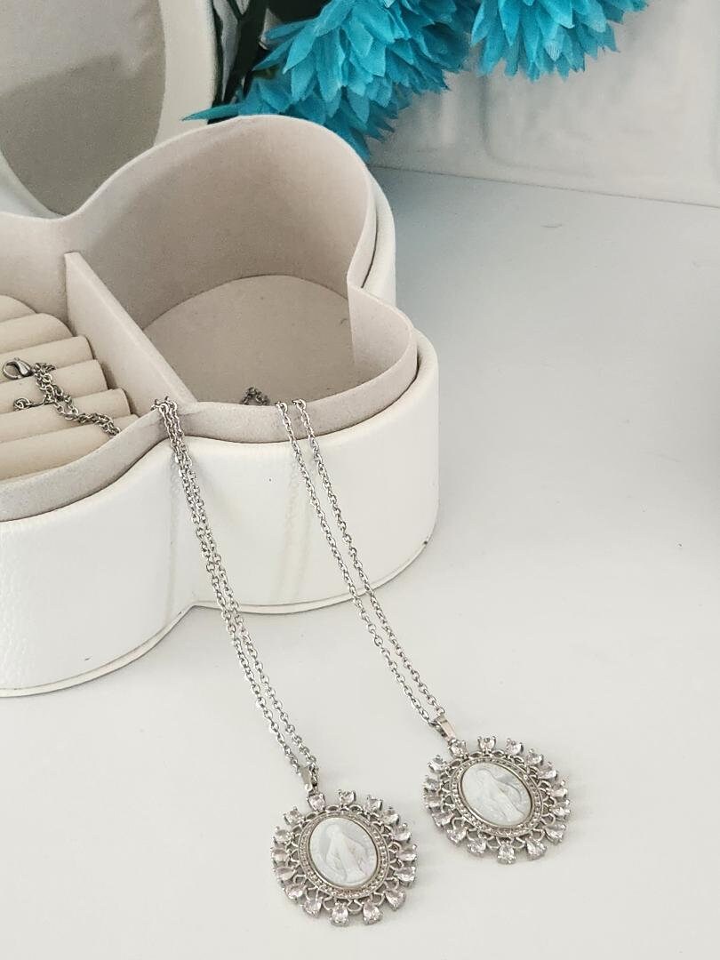 Virgin of Miracles Medal Necklace, Virgin Mary Pendant, Religious ...