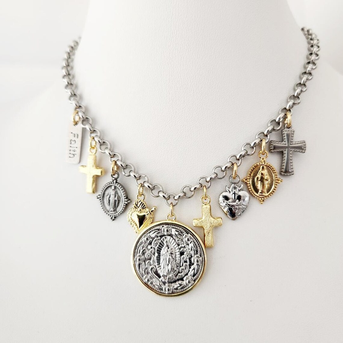 Virgin of Guadalupe Necklace, Catholic Medals and Charms, Vintage Style ...