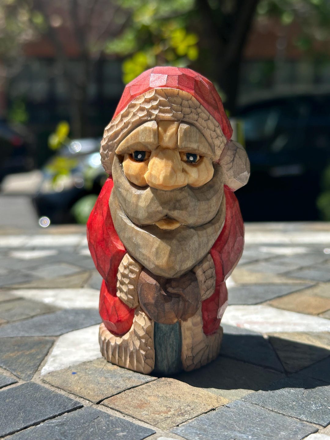 Hand Carved Santa Claus Figurine | Folk Art Wooden Christmas Decor ...
