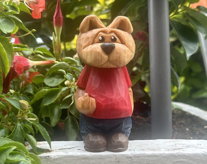 Wood Carved- Middle Finger Rude Bear Painted- Hand Carved Figure - Etsy