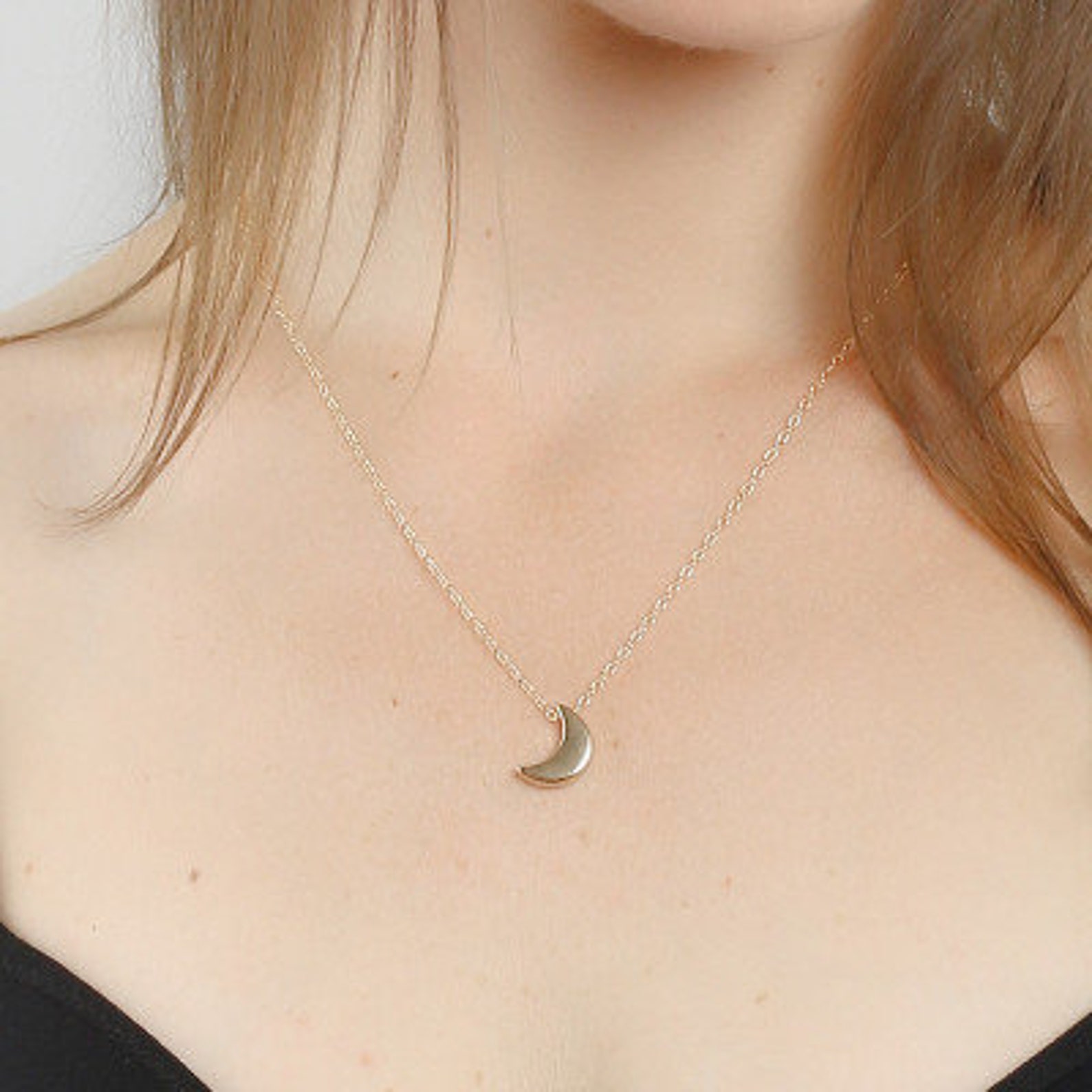Gold Moon Necklace Moon Necklace Crescent Moon Charms - Etsy