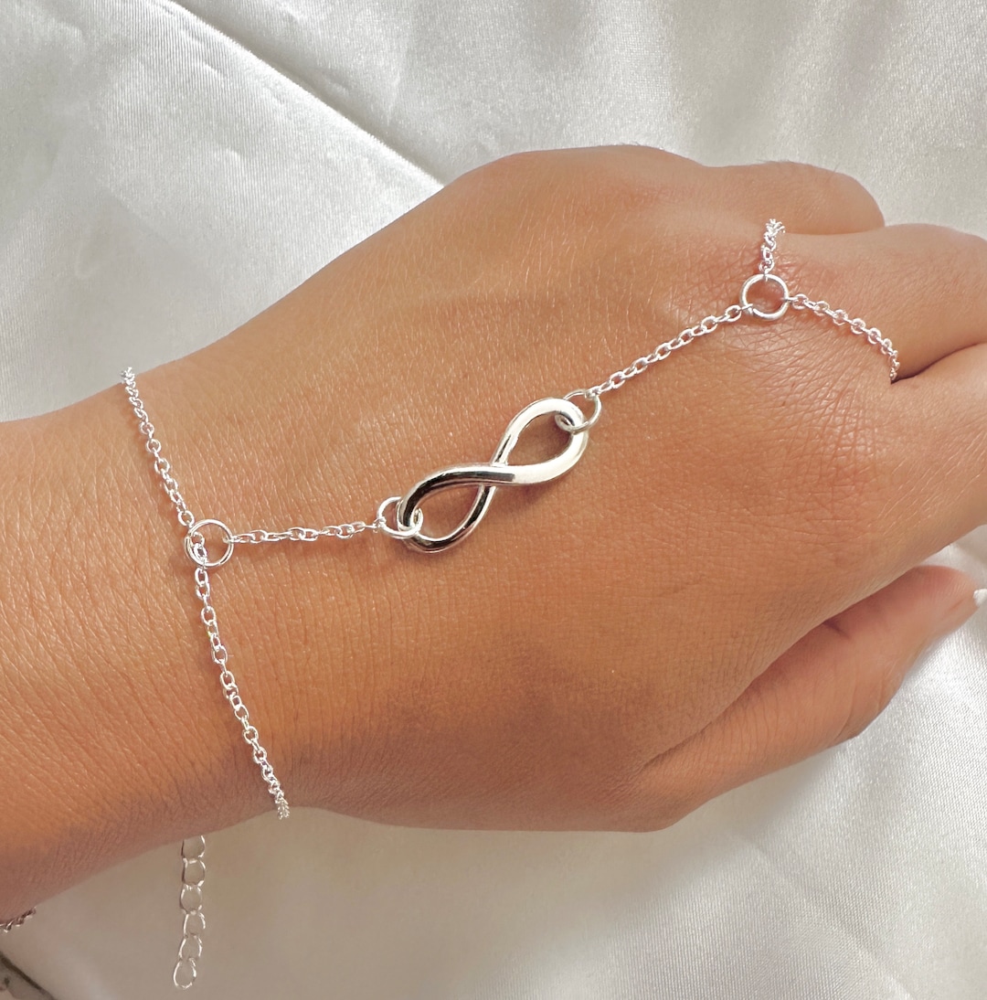 Silver Bracelet, Infinity Chain Bracelet, Ring Chain Bracelet, Fairy ...
