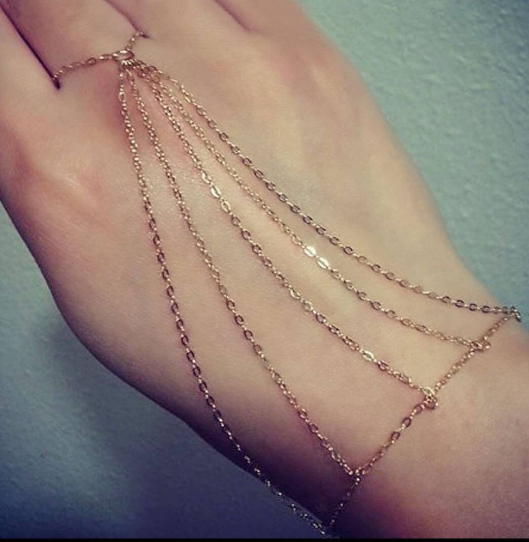 Gold Bracelet Ring Chain Bracelet Fairy Bracelet Belly - Etsy UK
