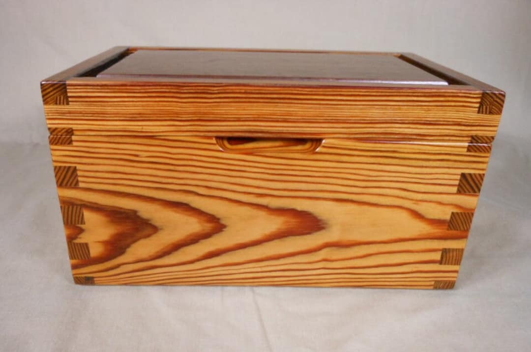 Pine Jewelry Box With Reclaimed Wood and a Walnut Panel Lid / Valet ...