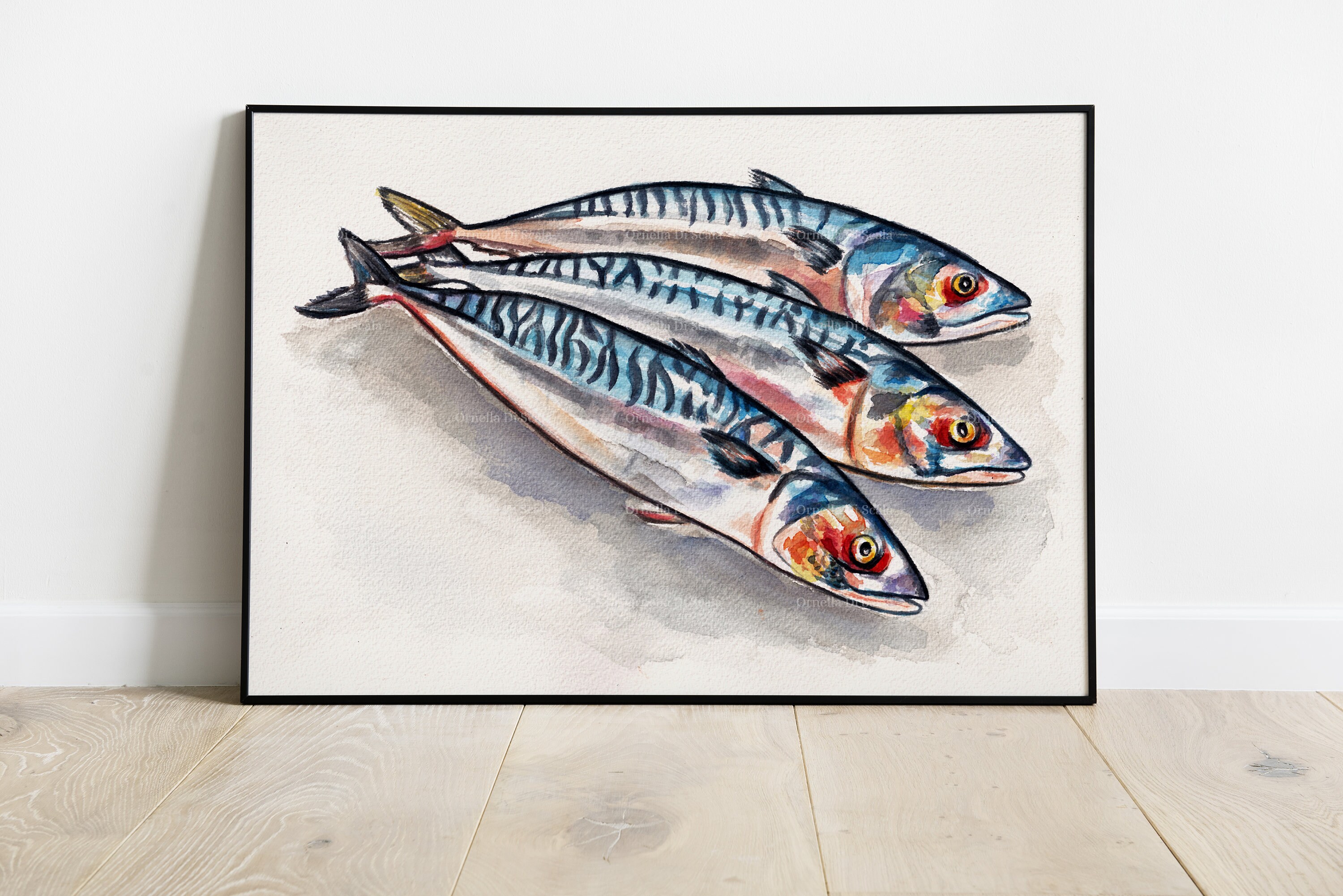 Print Mackerel Fish Watercolor Painting - Etsy