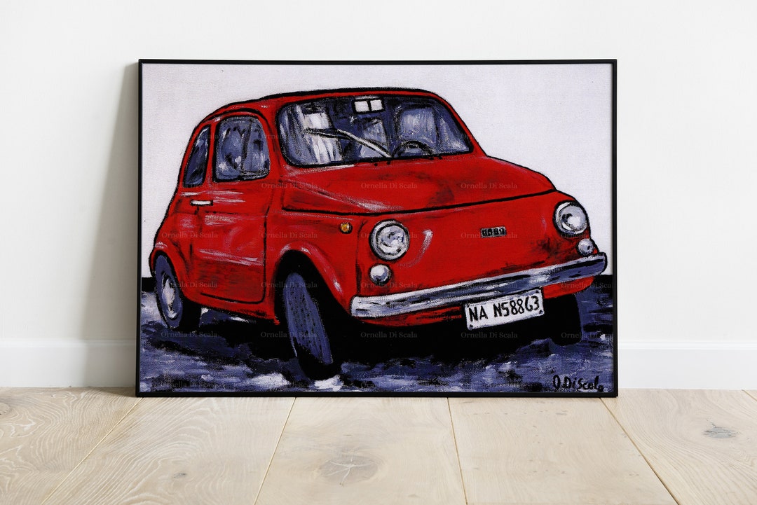 Fiat 500 Car Print on Cardboard - Etsy