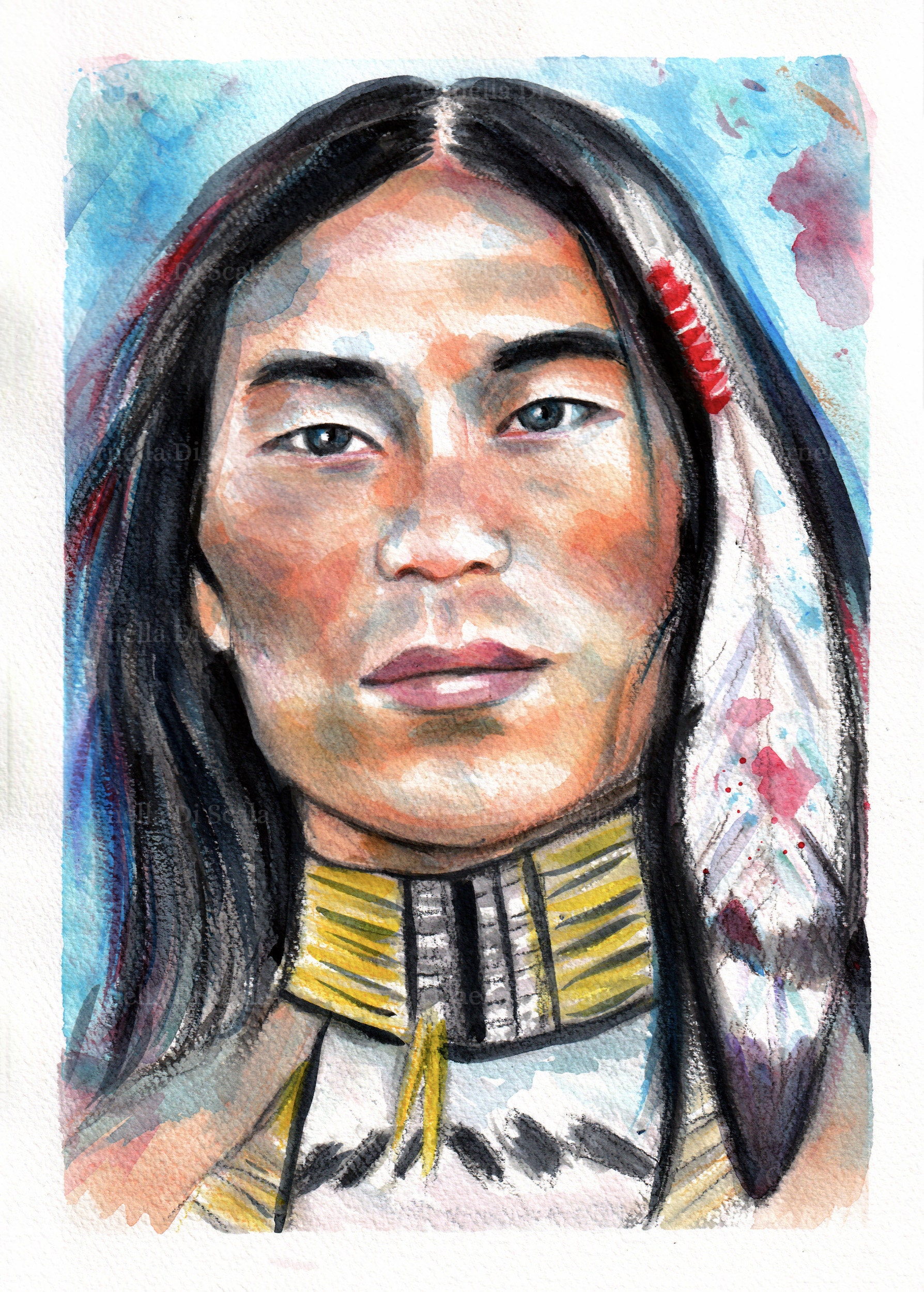 Native American Painting Watercolor Original Artwork - Etsy