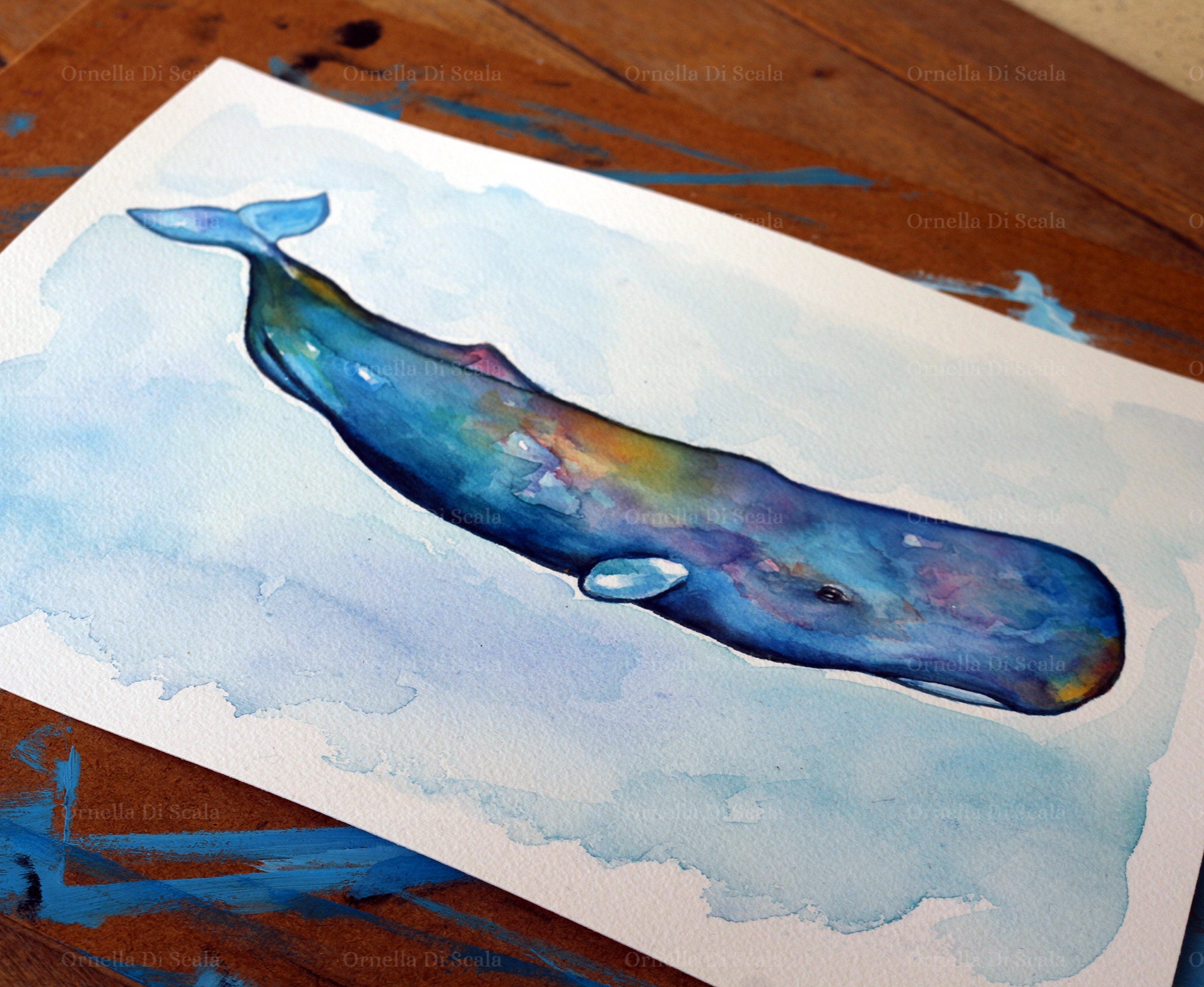 Print Sperm Whale Watercolor Painting - Etsy