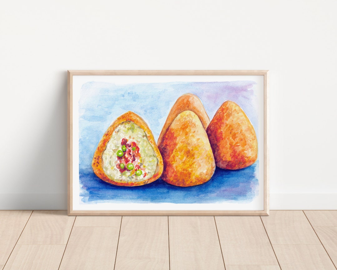 Sicilian Arancini Watercolor Painting Original Artwork - Etsy