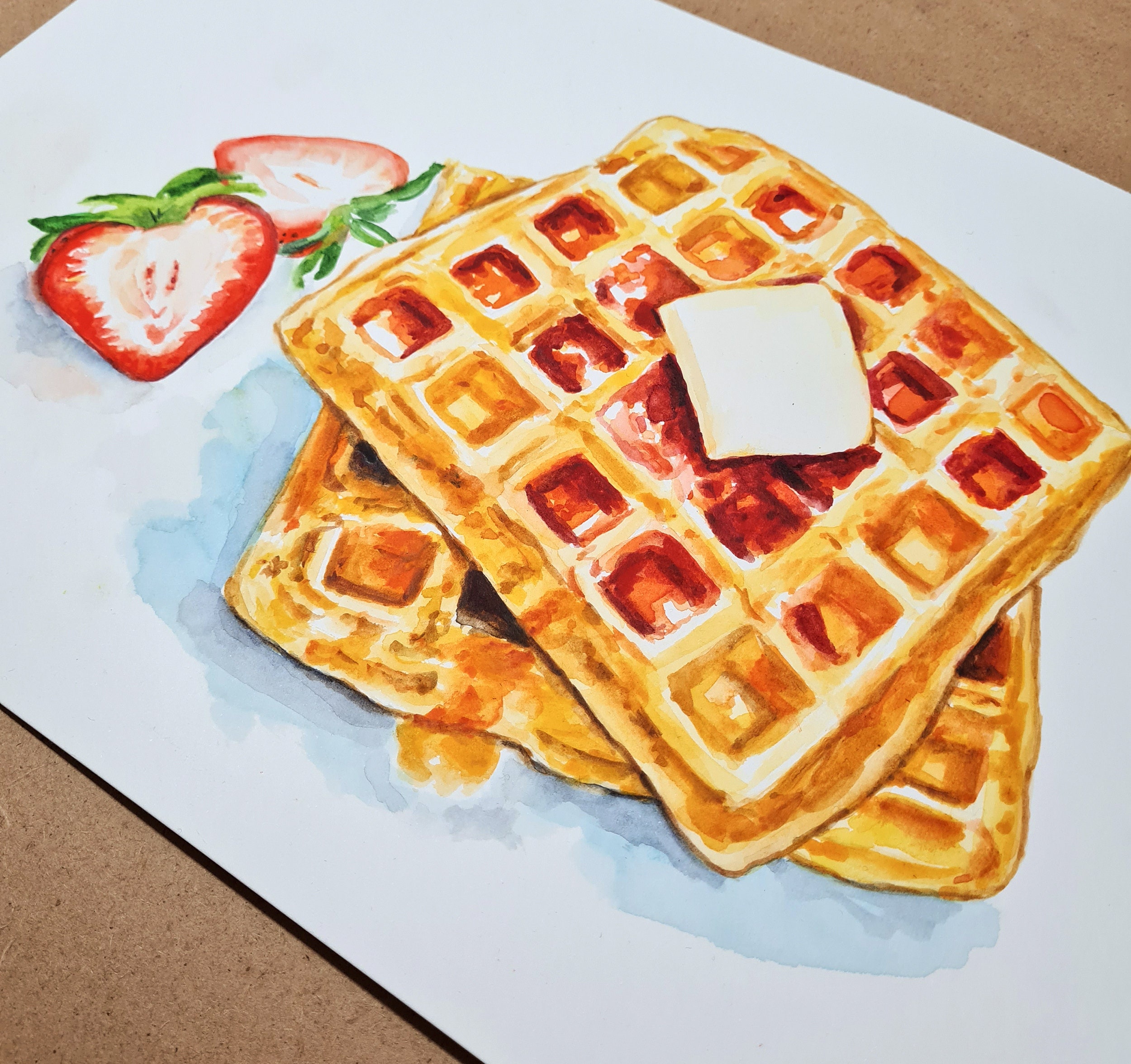 Waffle Watercolor Painting Print - Etsy