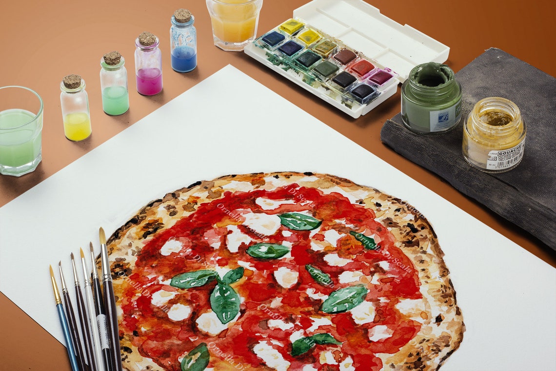 Pizza Watercolor Painting Instant Download Printable Artwork | Etsy