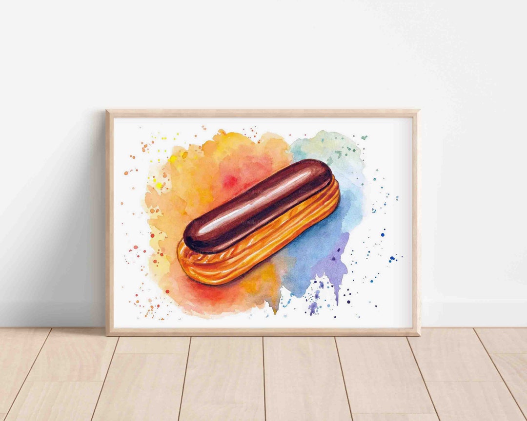 French Dessert éclair Watercolor Painting Original Artwork - Etsy