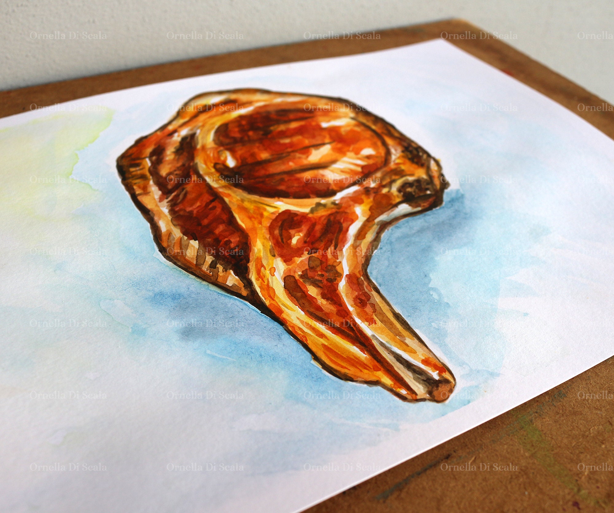 Pork Chop Steak Watercolor Print on 350 Gsm Paper, Culinary Art ...