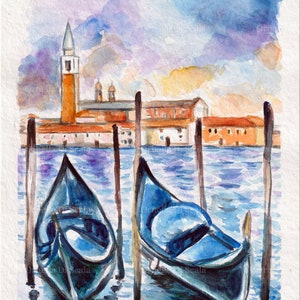 Acquerello Venezia gondole opera originale dipinta a mano - Etsy Italia