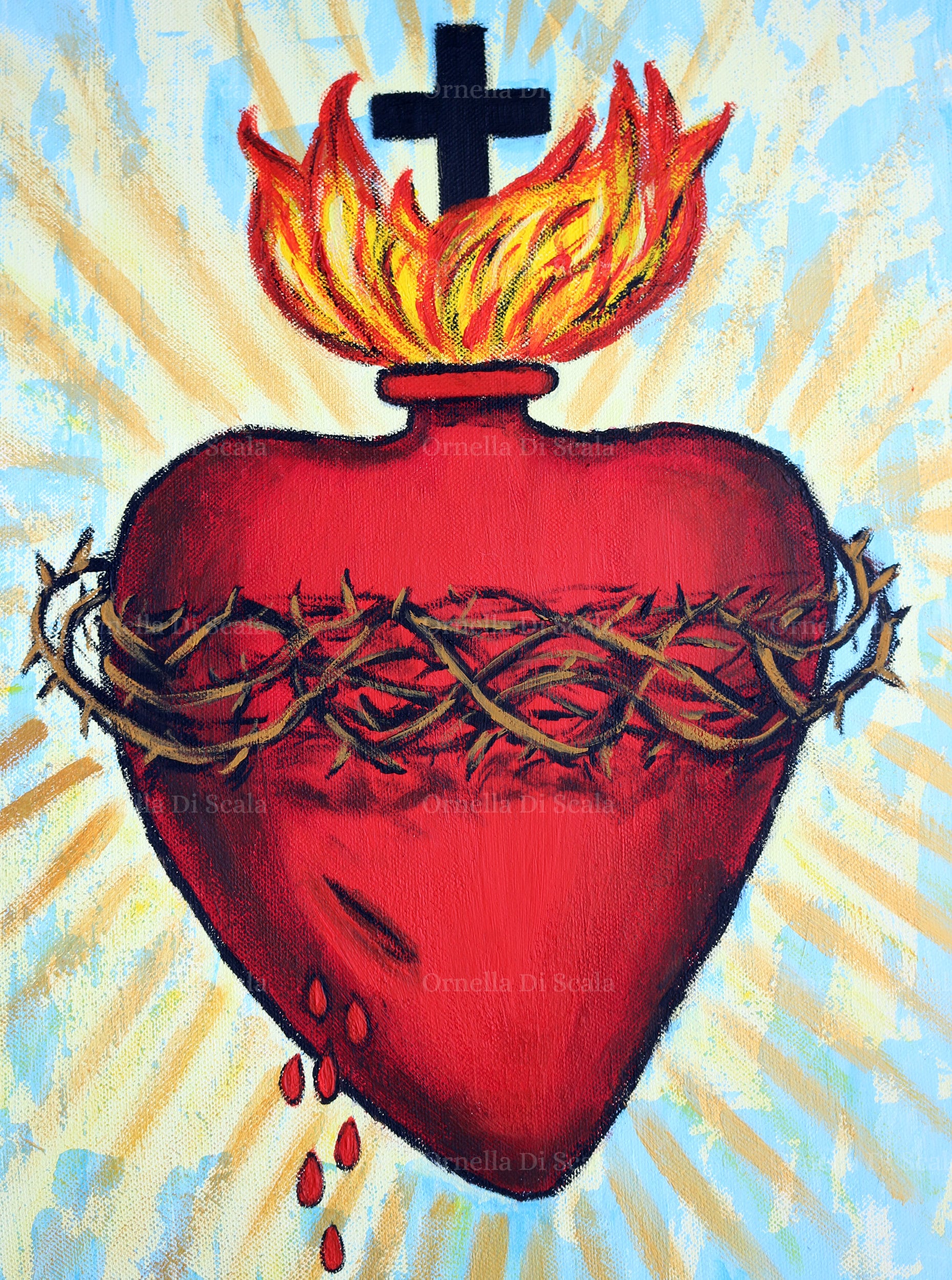 Sacred Heart of Jesus Painting Original Artwork - Etsy