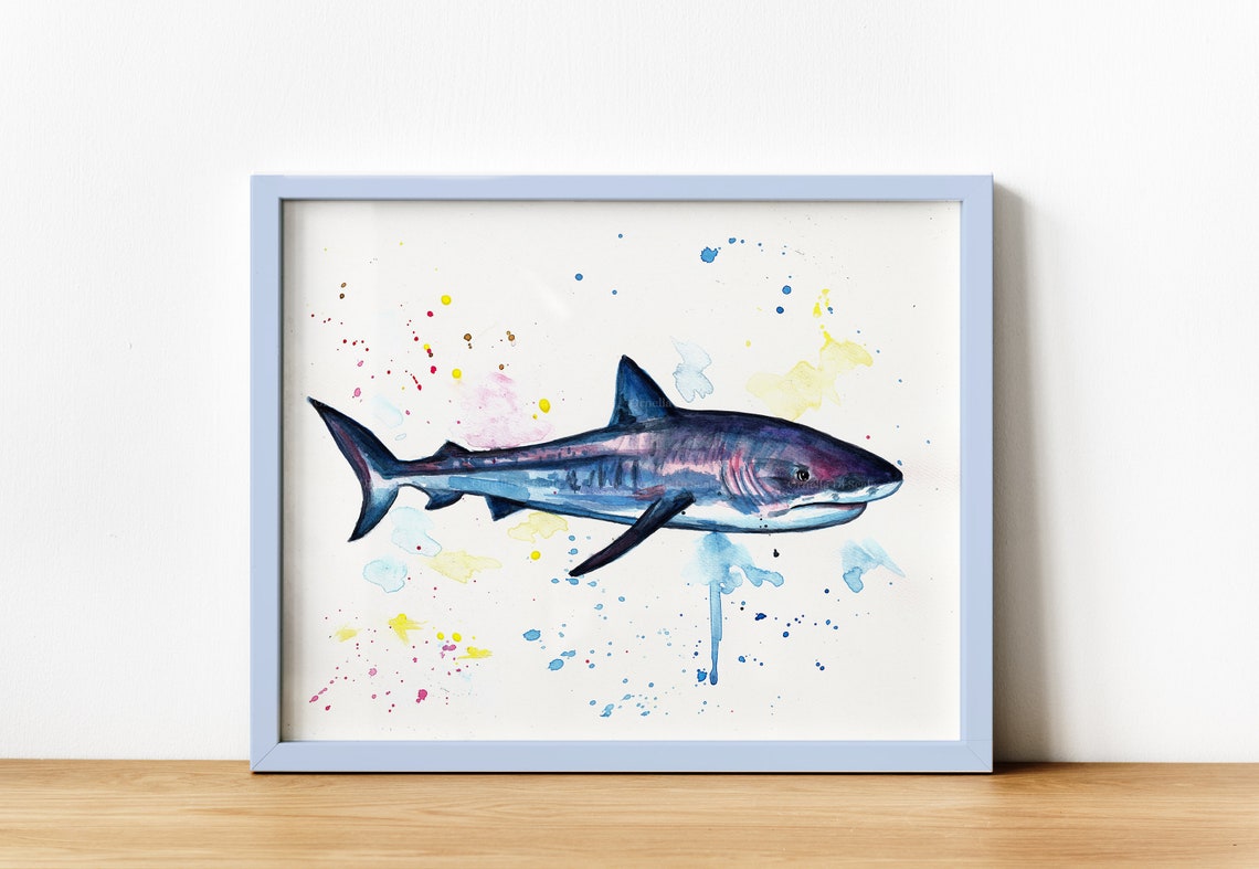 Shark Watercolor Painting Original Artwork - Etsy