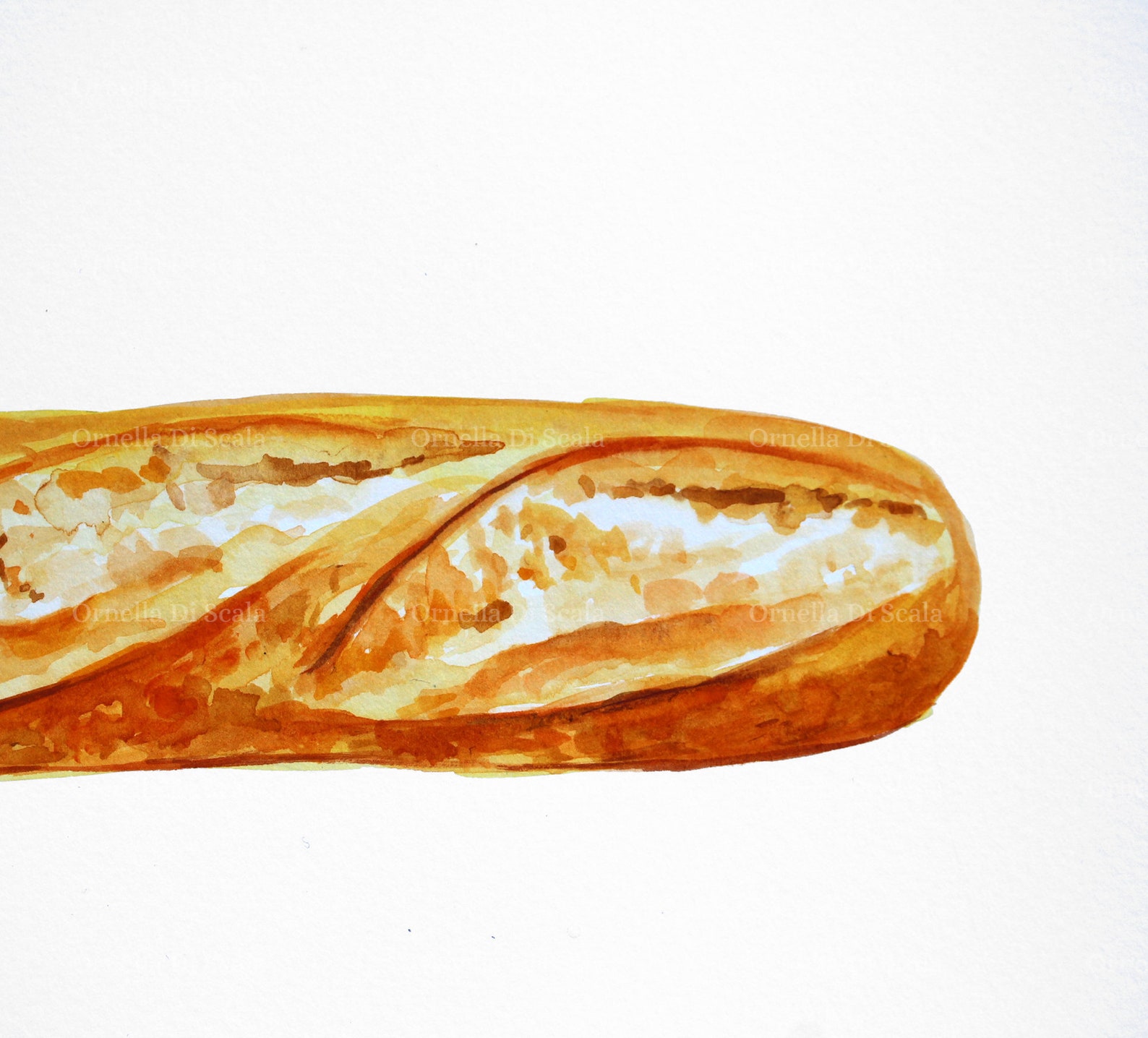 Baguette French Bread Watercolor Painting Print Artwork - Etsy