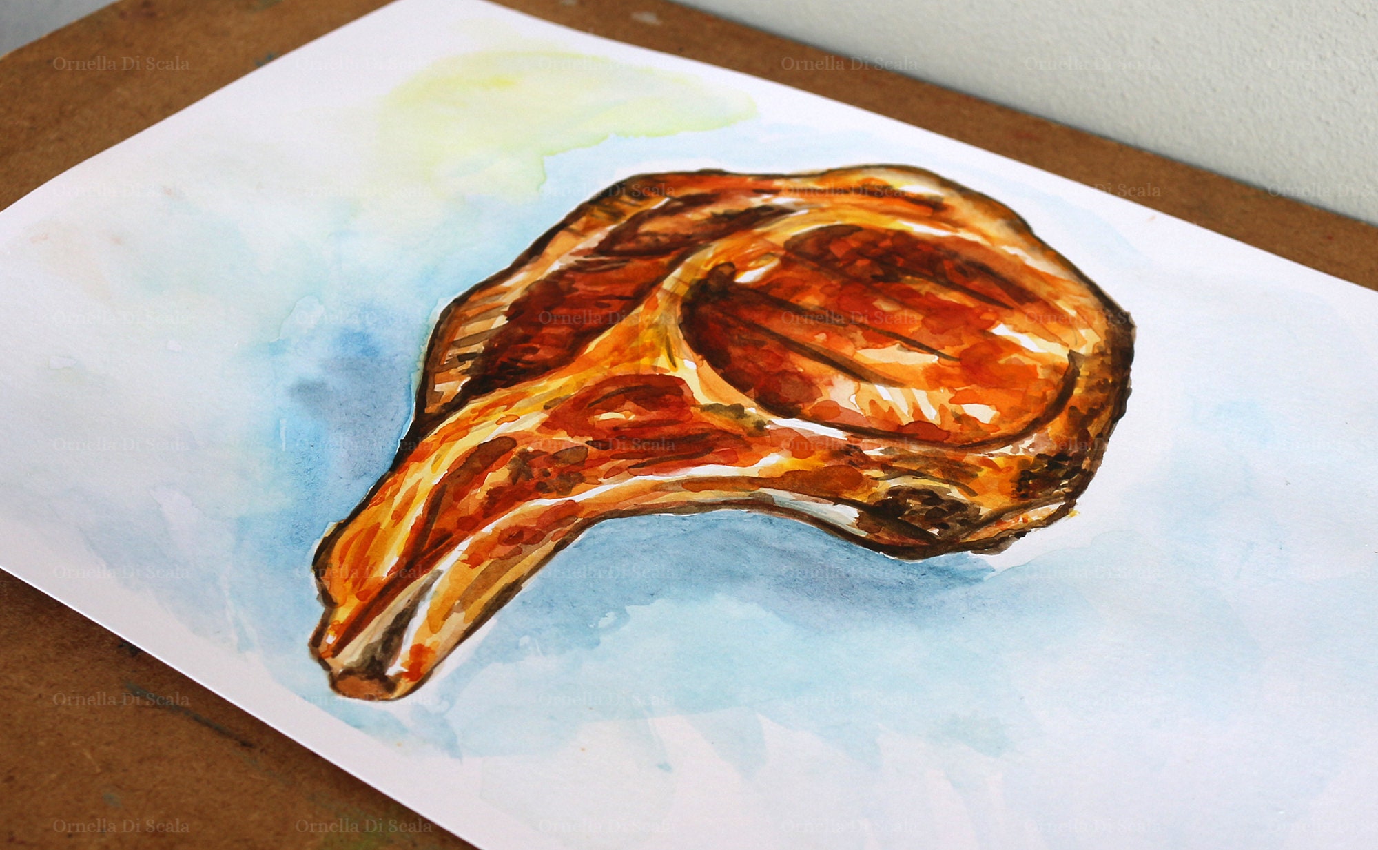 Pork Chop Steak Watercolor Print on 350 Gsm Paper, Culinary Art ...