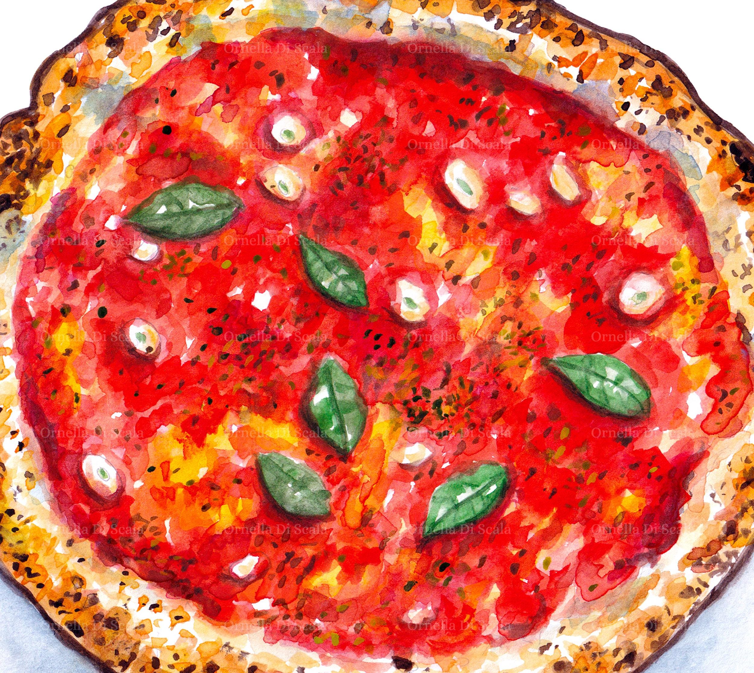Neapolitan Pizza Marinara Watercolor Painting Original Artwork - Etsy