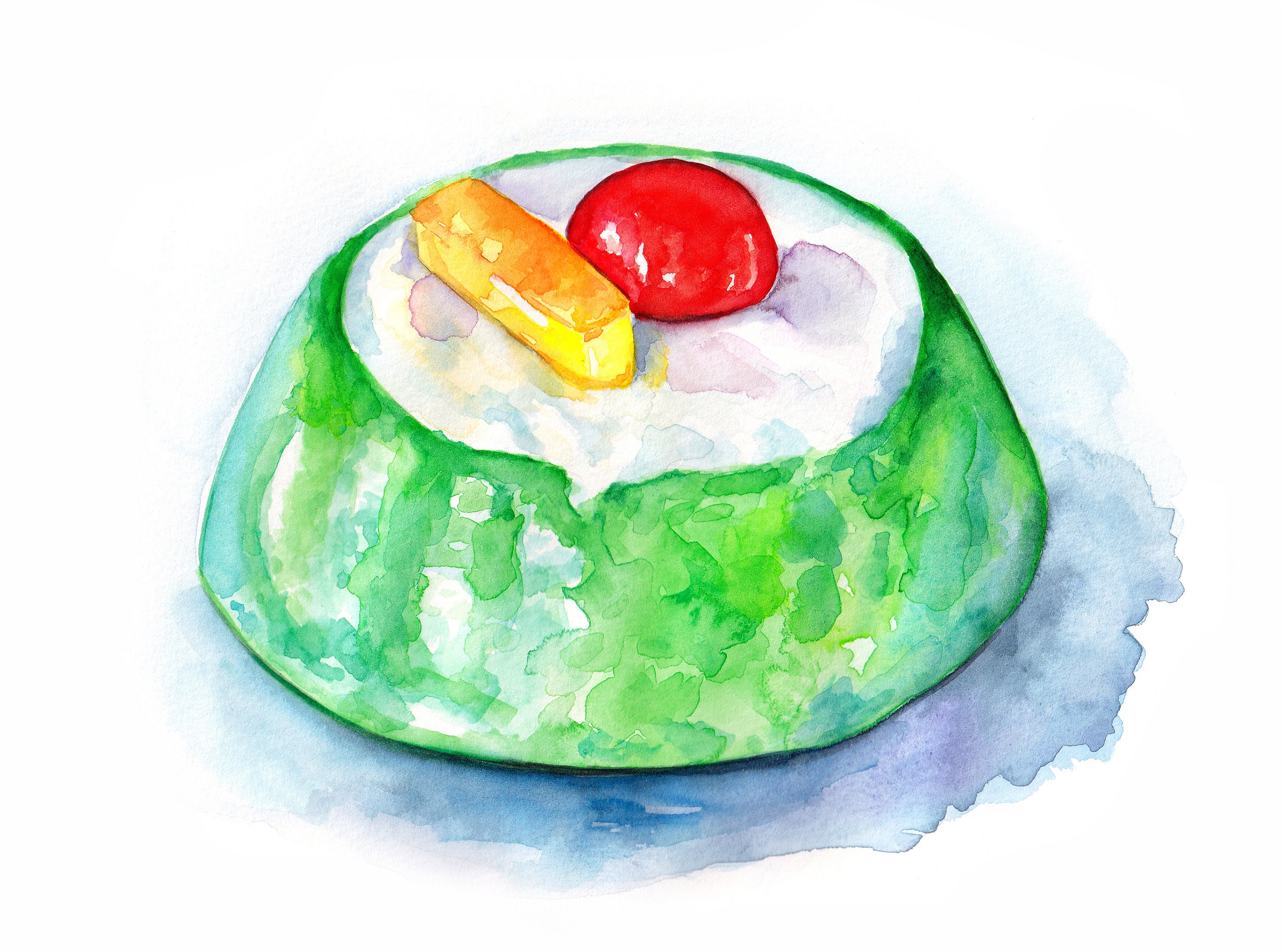 Print Sicilian Cassata Dessert Watercolor Painting - Etsy