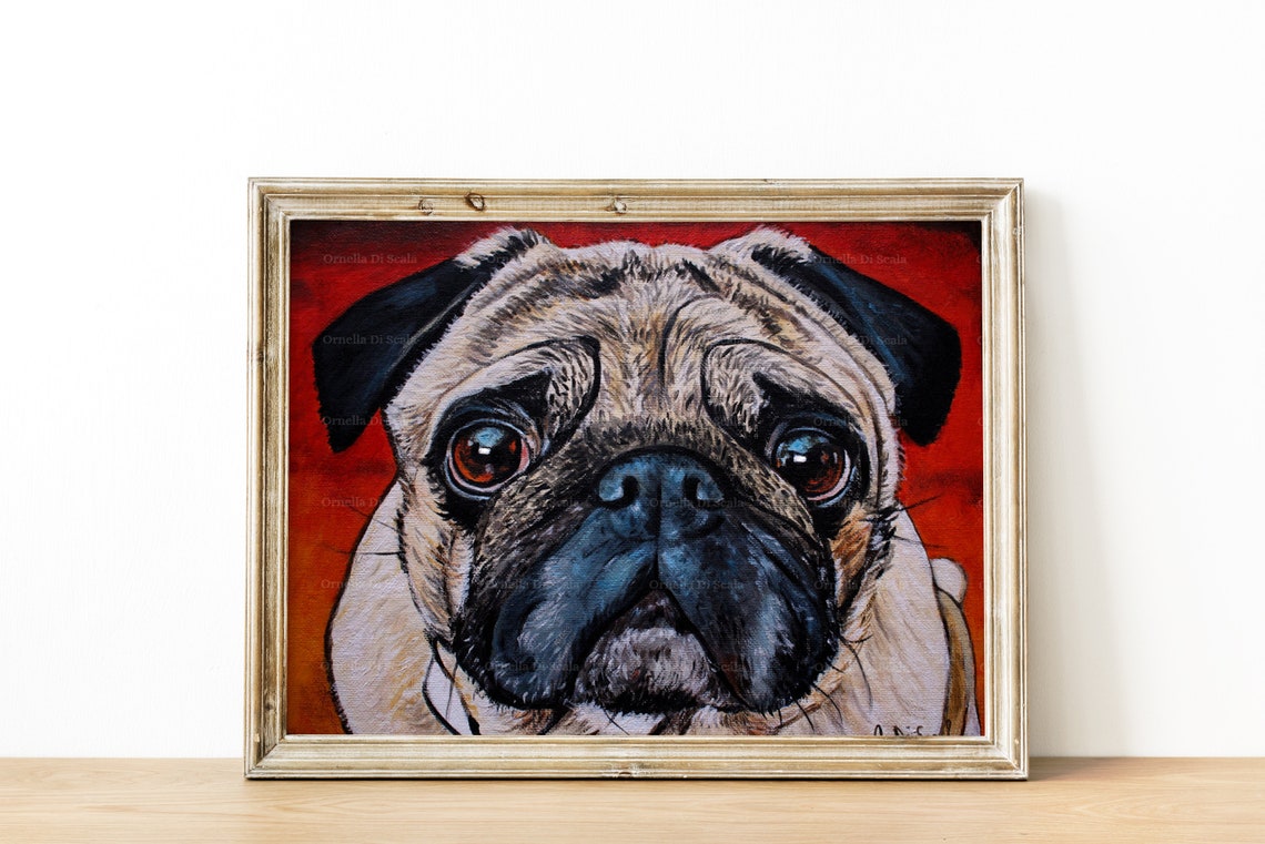 Pug Painting Portrait Acrylic Original Artwork - Etsy
