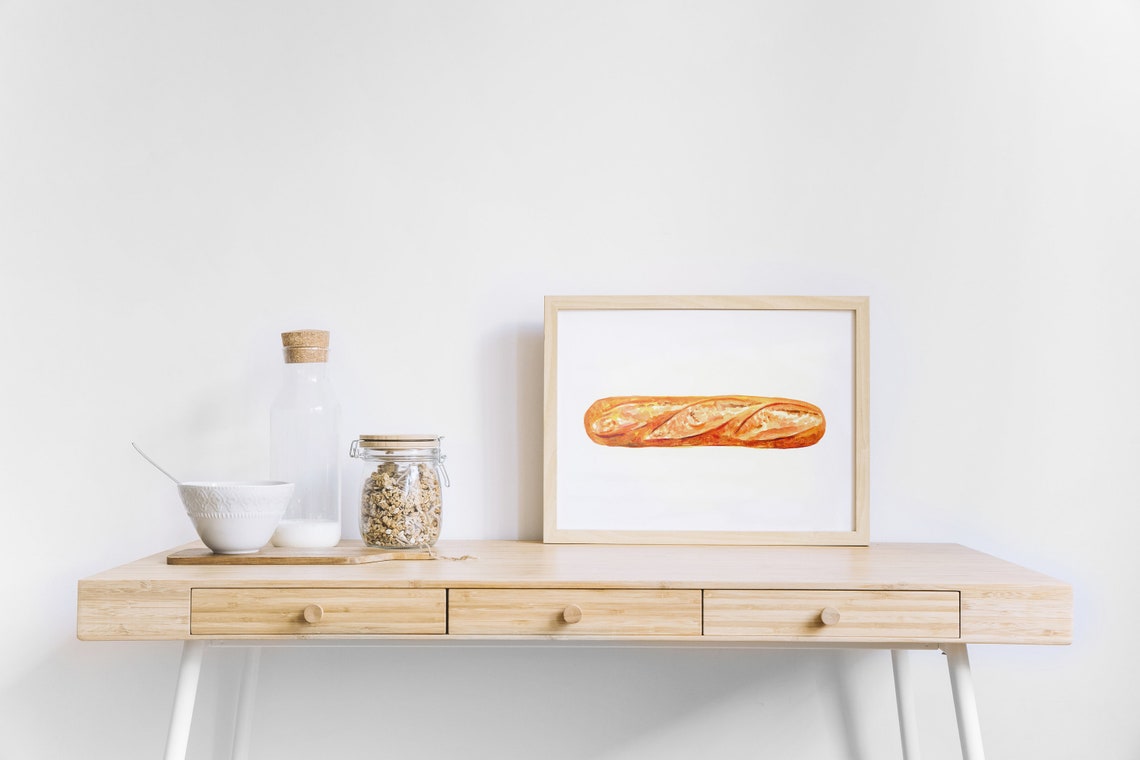 Baguette French Bread Watercolor Painting Print Artwork - Etsy