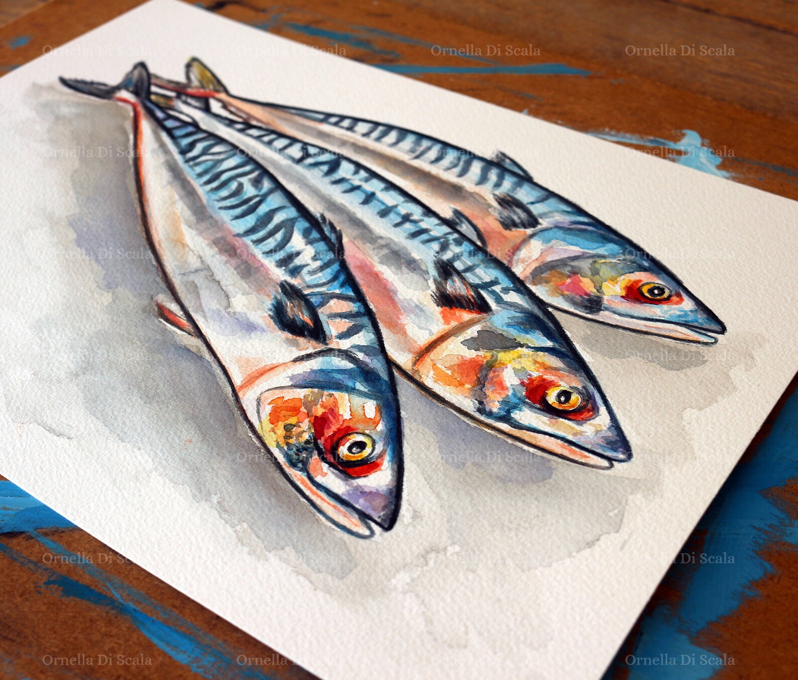 Print Mackerel Fish Watercolor Painting - Etsy
