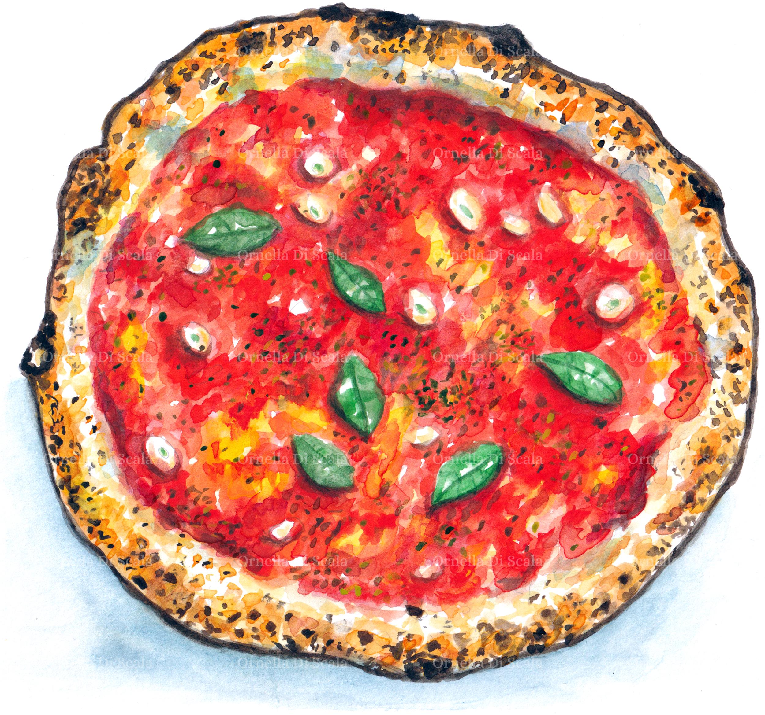 Neapolitan Pizza Marinara Watercolor Painting Original Artwork - Etsy