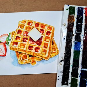 Waffle Watercolor Painting Print - Etsy