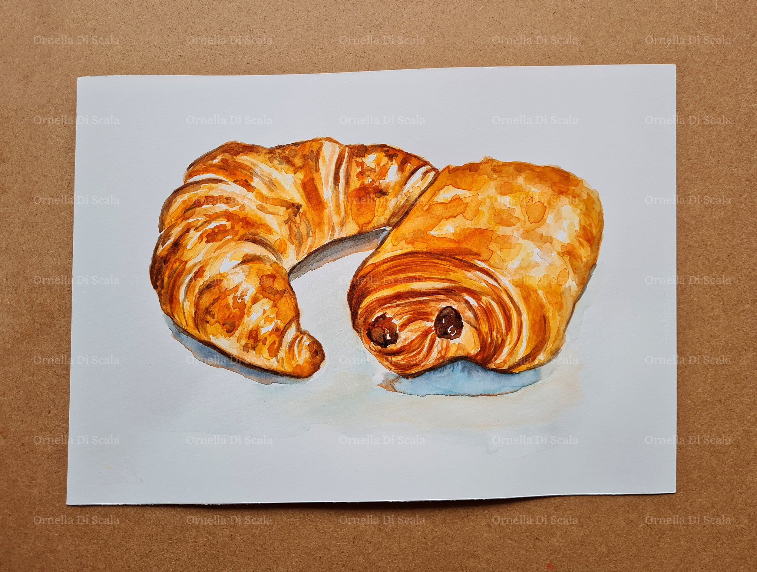 Print Croissant Pain Au Chocolat Watercolor Painting - Etsy