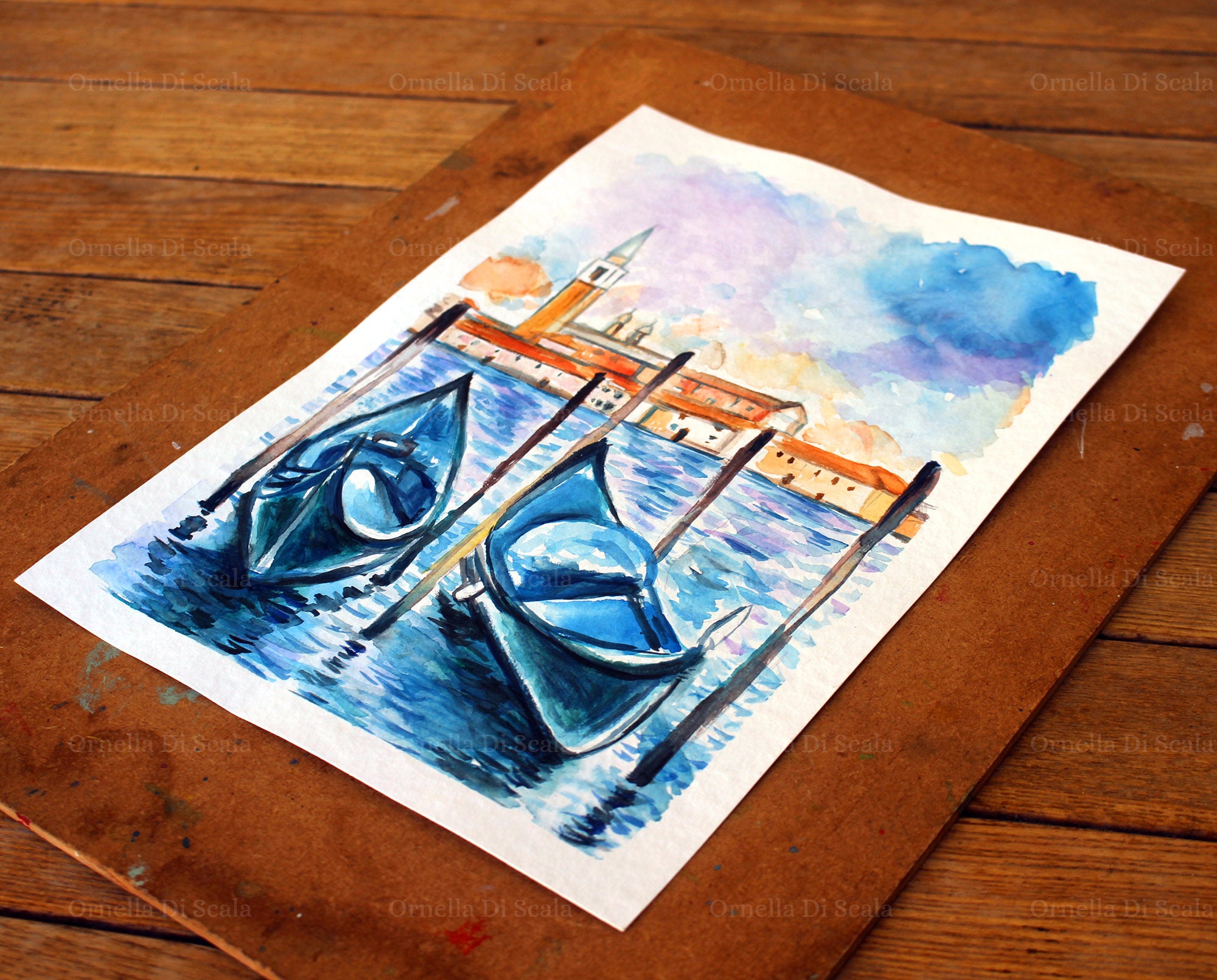 Acquerello Venezia gondole opera originale dipinta a mano - Etsy Italia