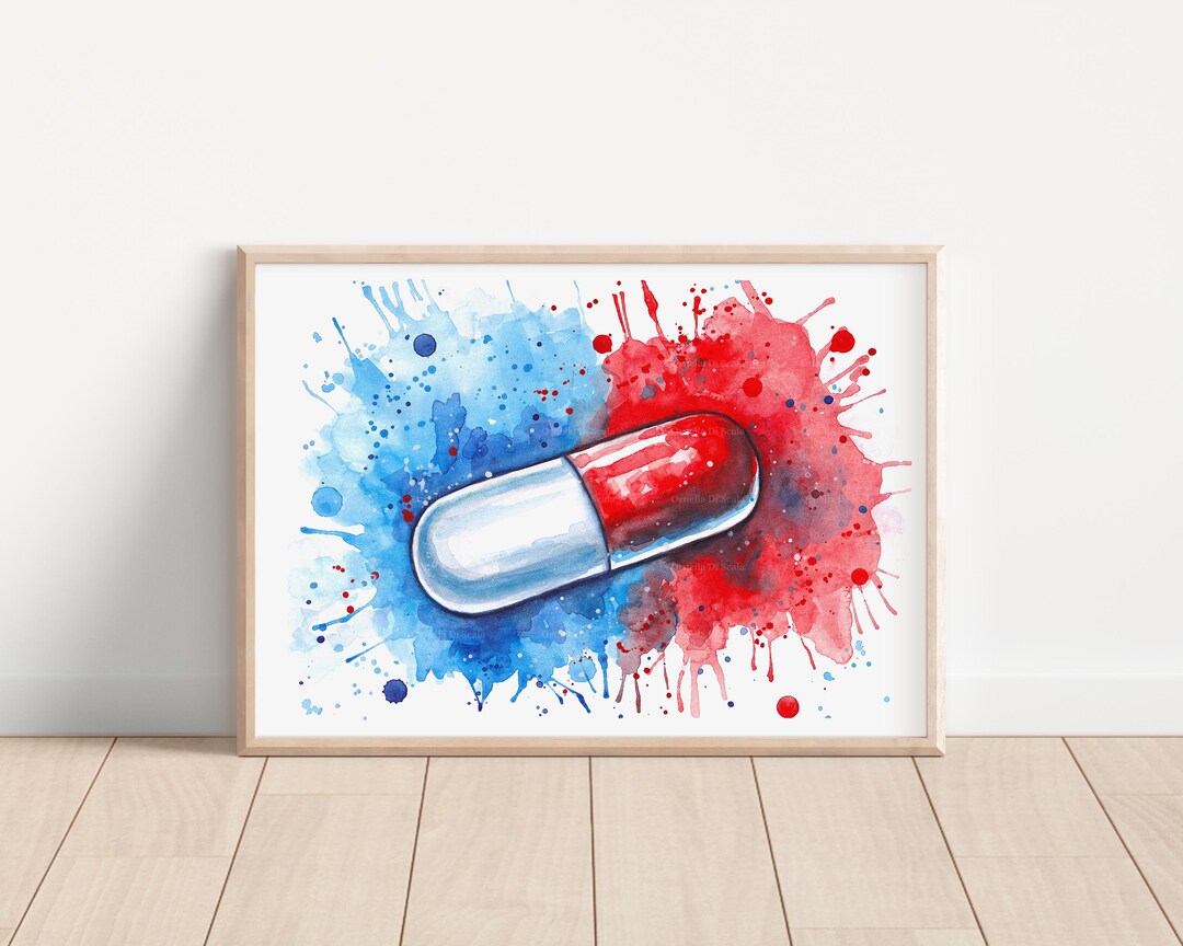 Pill Modern Watercolor Painting Original Artwork - Etsy
