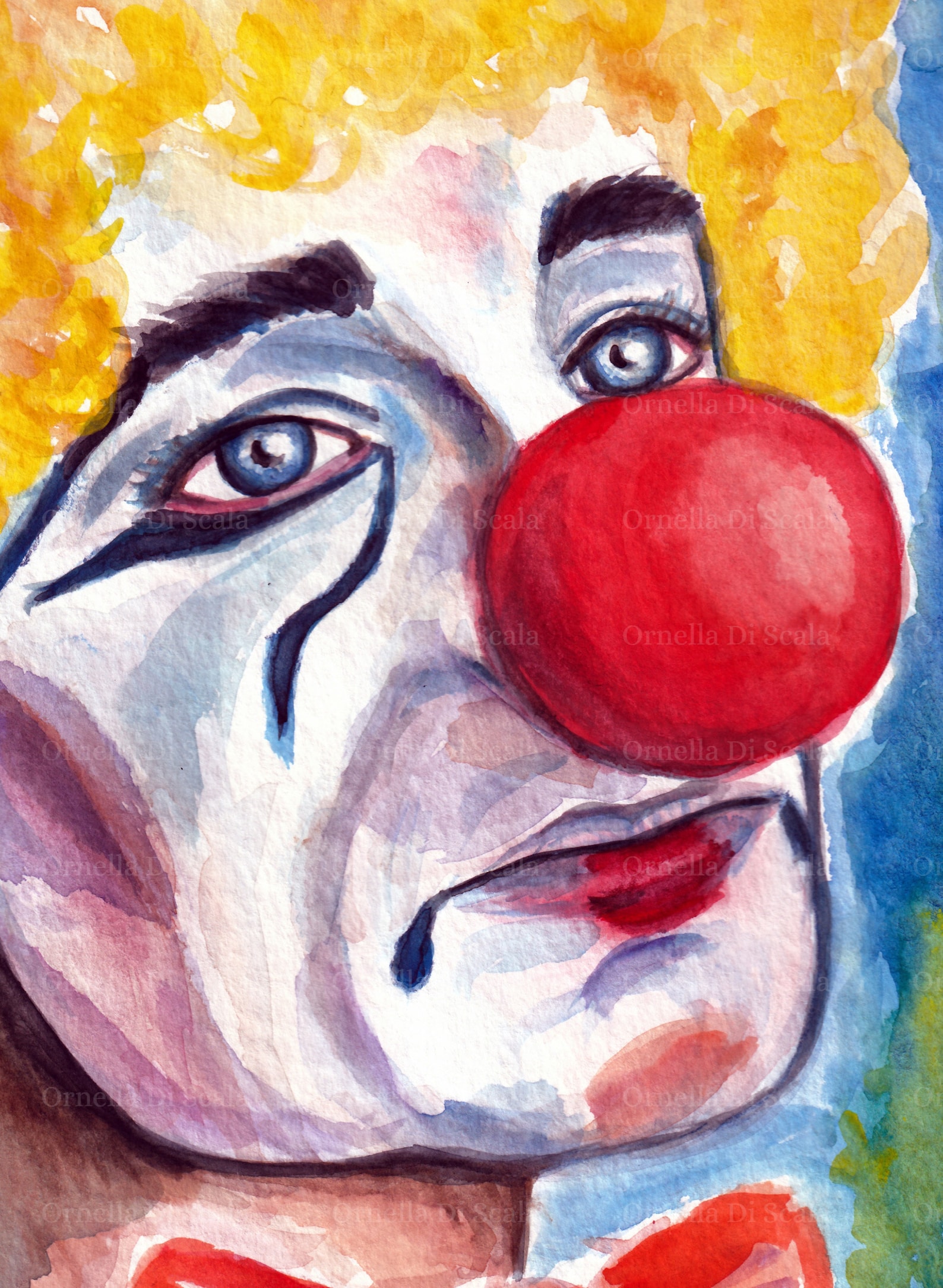Sad Clown Painting Watercolor Original Artwork - Etsy