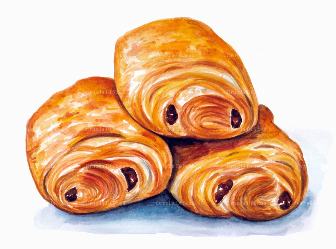Print Pain Au Chocolat Watercolor Painting - Etsy