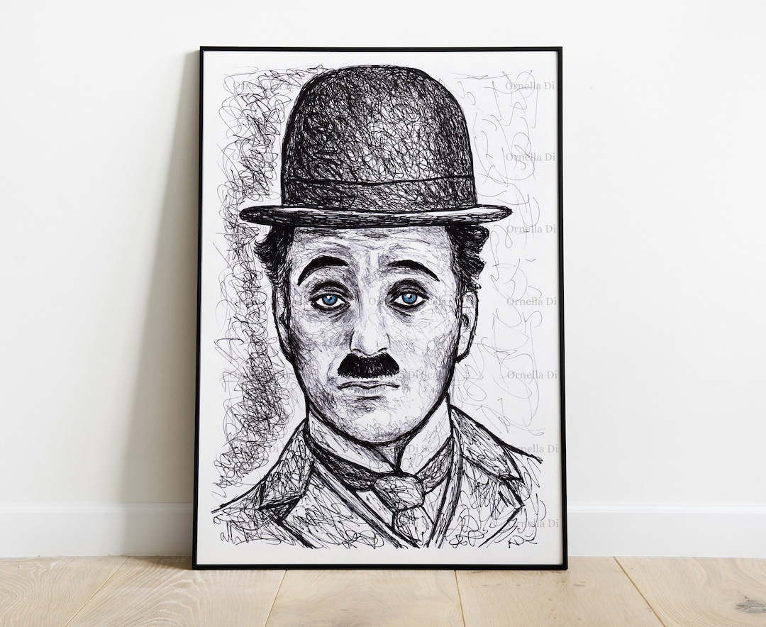 The Tramp Charlot Charlie Chaplin Drawing Ink Pen and Watercolor ...
