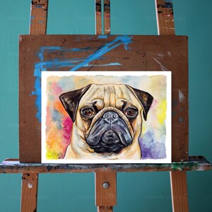 Pug Watercolor Painting Original Artwork - Etsy