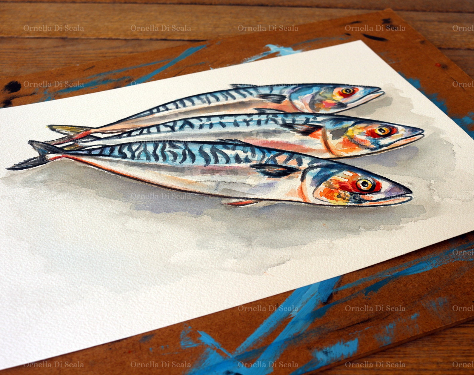 Print Mackerel Fish Watercolor Painting - Etsy