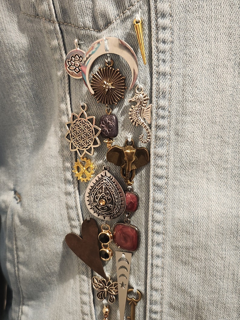 Charms & Chains Upcycled Denim Jacket Large - Etsy