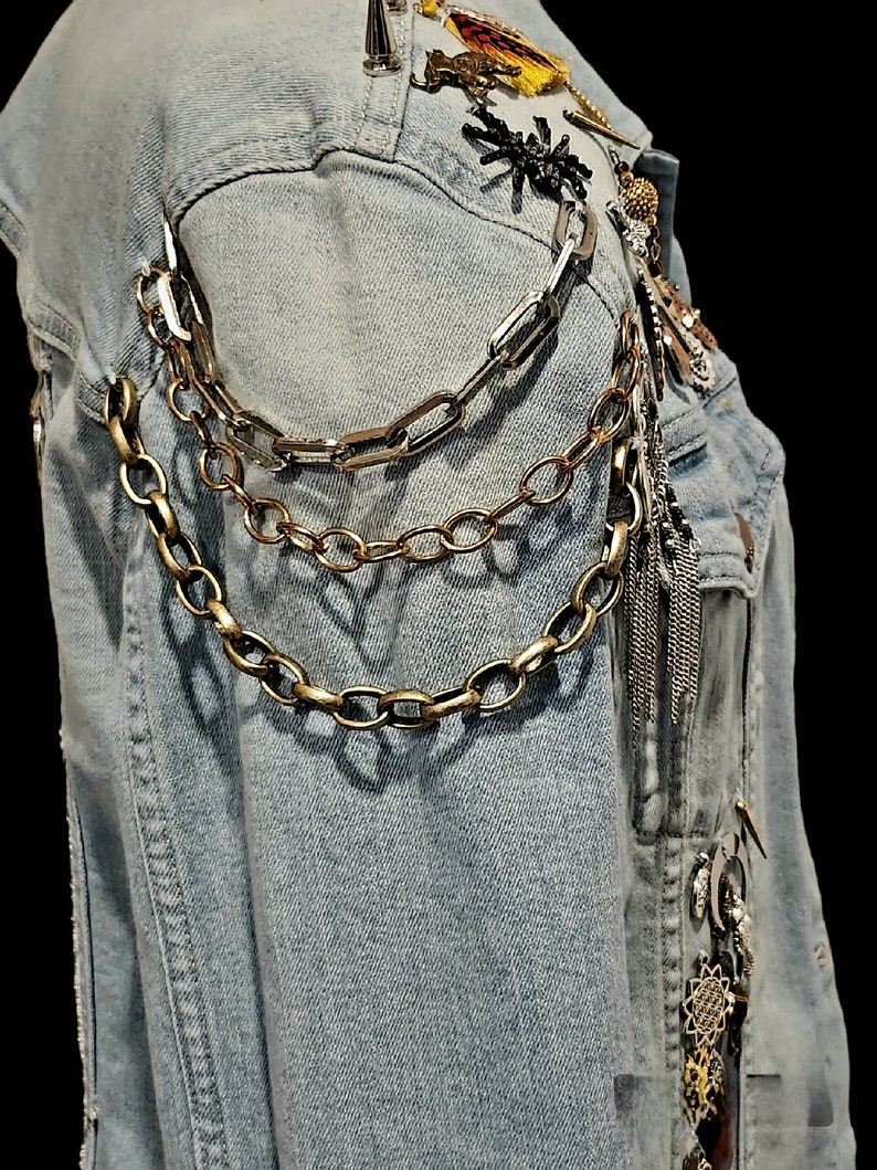 Charms & Chains Upcycled Denim Jacket Large - Etsy
