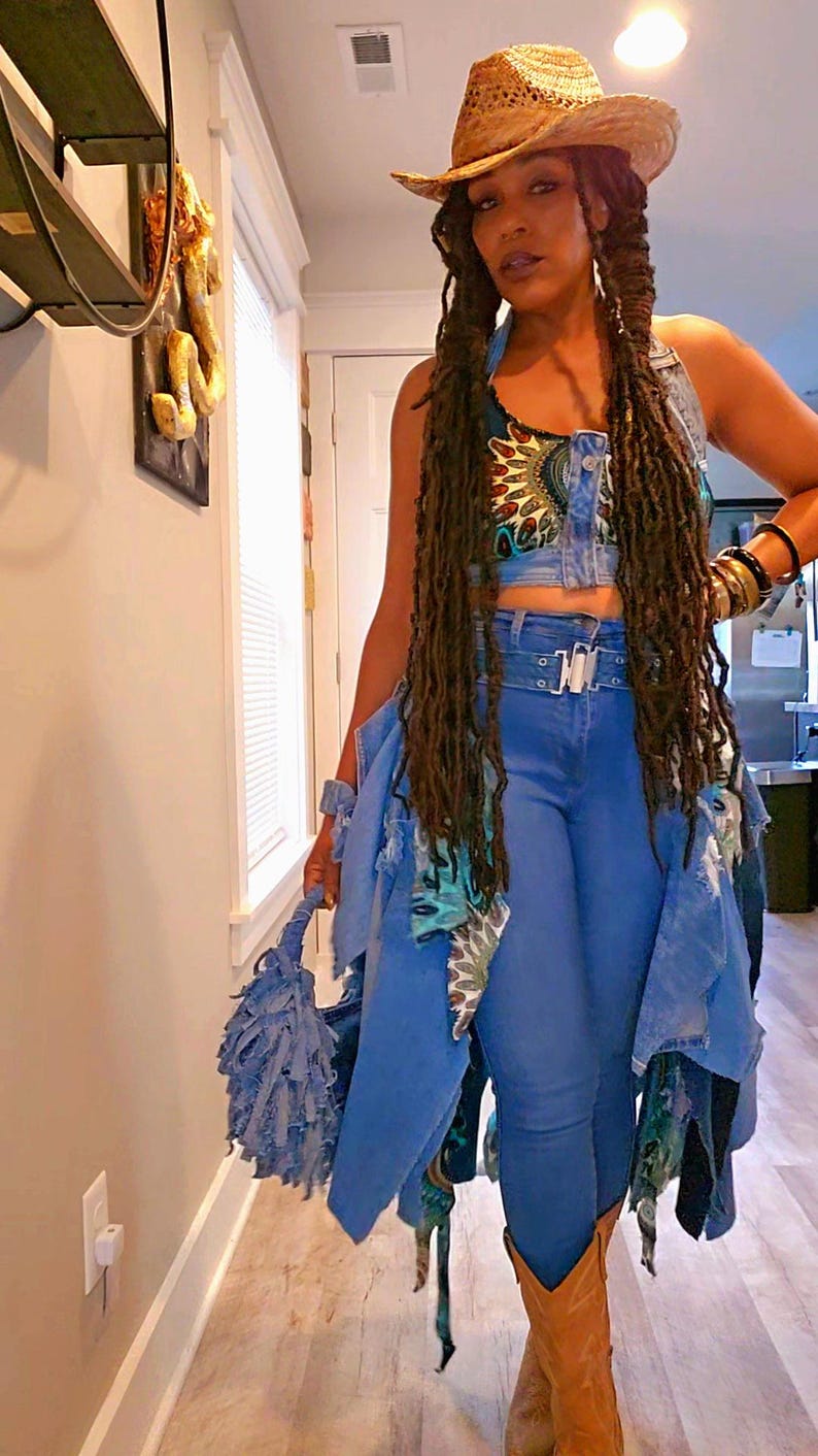 Printed Denim Fringe Set - Etsy