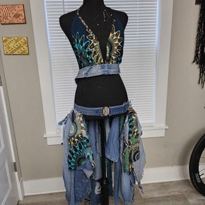 Printed Denim Fringe Set - Etsy