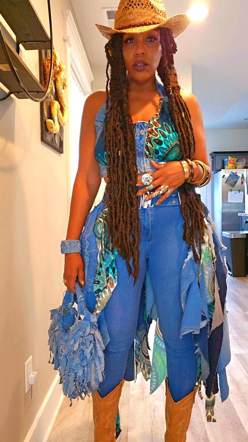 Printed Denim Fringe Set - Etsy