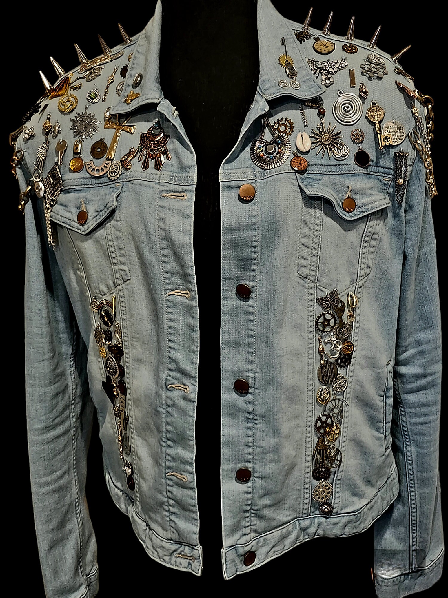 Charms & Chains Upcycled Denim Jacket Large - Etsy