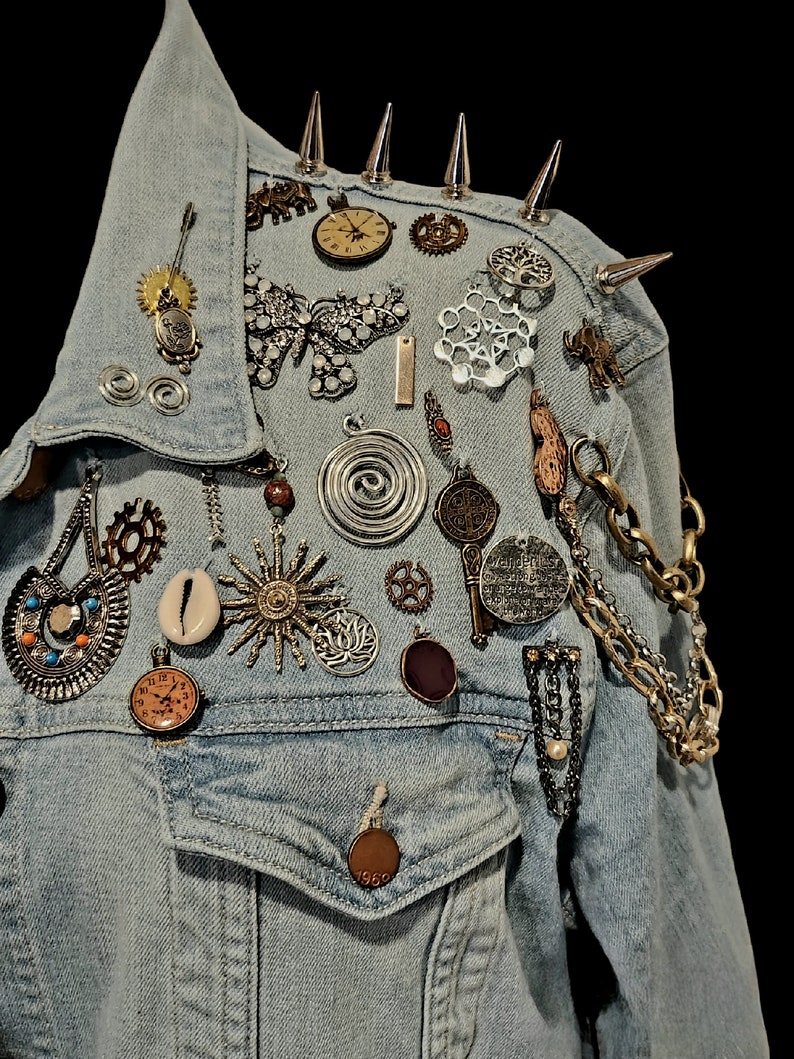 Charms & Chains Upcycled Denim Jacket Large - Etsy