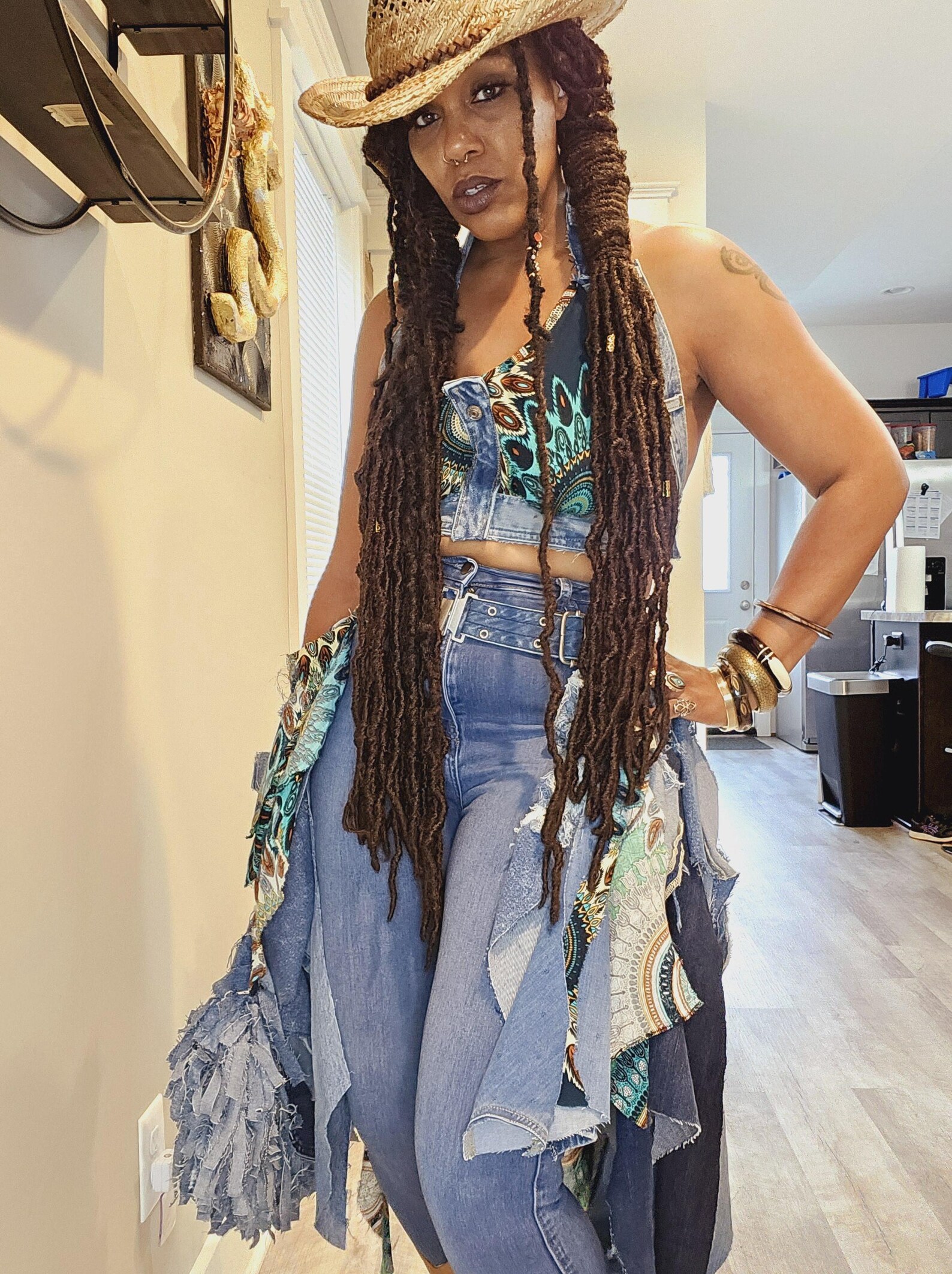 Printed Denim Fringe Set - Etsy