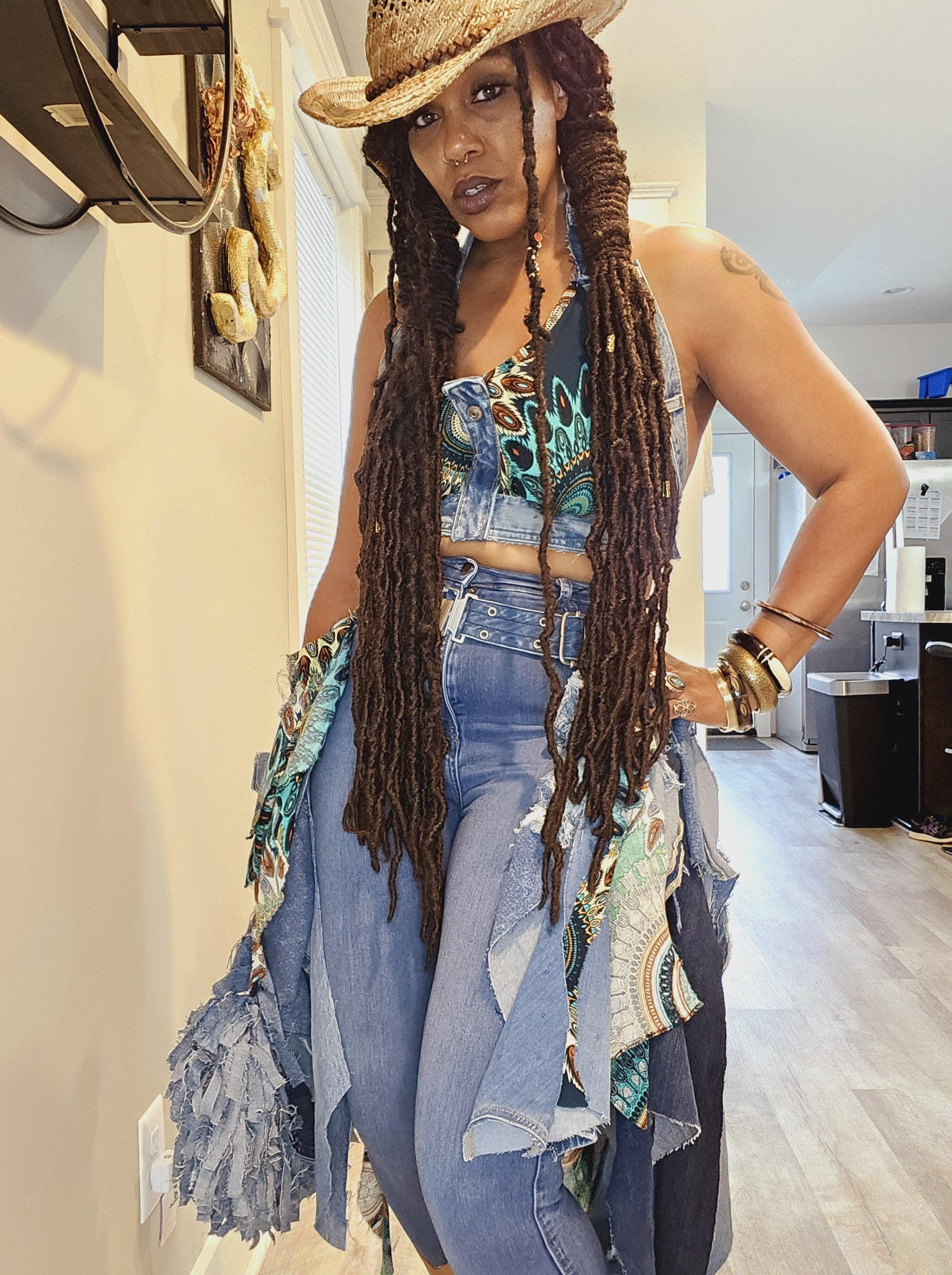 Printed Denim Fringe Set - Etsy